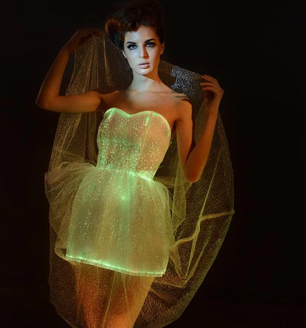 LED Light Dress Fiber Optic Dance Costume Girls LED Wedding Dress Phot