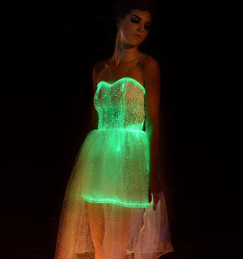 LED Light Dress Fiber Optic Dance Costume Girls LED Wedding Dress Phot